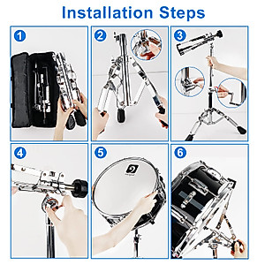 Vangoa Snare Drum Stand Lightweight Double Braced Adjustable Height Snare Stand with Carrying Bag Fit 10" to 15" Dia Drums