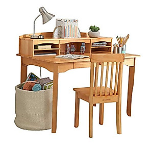 KidKraft Avalon Wooden Children's Desk with Hutch, Chair and Storage - Natural, Gift for Ages 5-10