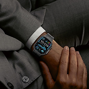 FULLIFE Compatible with Apple Watch Bands for Men, Folding Clasp Stainless Steel Metal Bands for Apple Watch Ultra 2/Ultra 49mm, Series 10 46mm, 9/8/7 45mm, SE2/6/5/4 44mm, 3/2/1 42mm(49mm, Black)