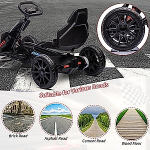 12V Electric Go Kart for Kids,7Ah Battery Powered Car for Toddlers, Adjustable Seat, High/Low Variable Speeds,EVA Wheels, Outdoor Ride On Toy Vehicle Gift for 3-6 Years,Black