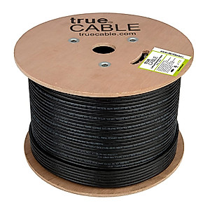 trueCABLE Cat6 Direct Burial, Gel Filled, 1000ft, Black, Waterproof, CMX, 23AWG Solid Bare Copper, 550MHz, PoE++ (4PPoE), ETL Listed, Unshielded UTP, Bulk Ethernet Cable