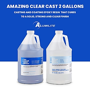 Alumilite Amazing Clear Cast [1 gal A + 1 gal B (2 Gallons) 2 Part Liquid Kit] High-Gloss Plastic Finish | Multi-Purpose Epoxy Resin for Casting & Coating Countertop, Wood, Crafts & Encapsulation Art