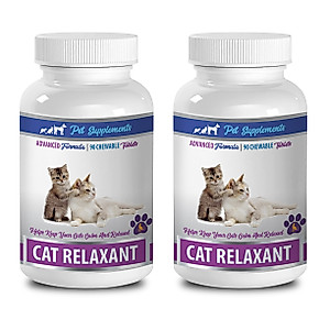 PET SUPPLEMENTS Anxiety Relief for Cats - CAT Relaxant - Keeps Cats Calm and Relaxed - CHEWABLE Treats - cat Calming Products - 2 Bottle (180 Chews)