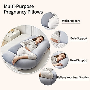 U Shaped Pregnancy Pillows for Sleeping, 57 Inch Maternity Pillow for Pregnant Women with Removable and Washable Velvet Cover, Full Pregnancy Body Pillow Support for Back, Hips, Legs, Belly