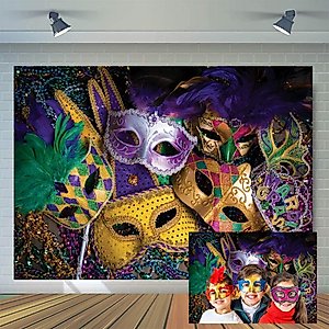 CYLYH 7X5ft Venetian Mardi Gras Backdrop Masquerade Themed Party Photography Background Masquerade Birthday Decoration Venice Carnival Banner Backdrop D513