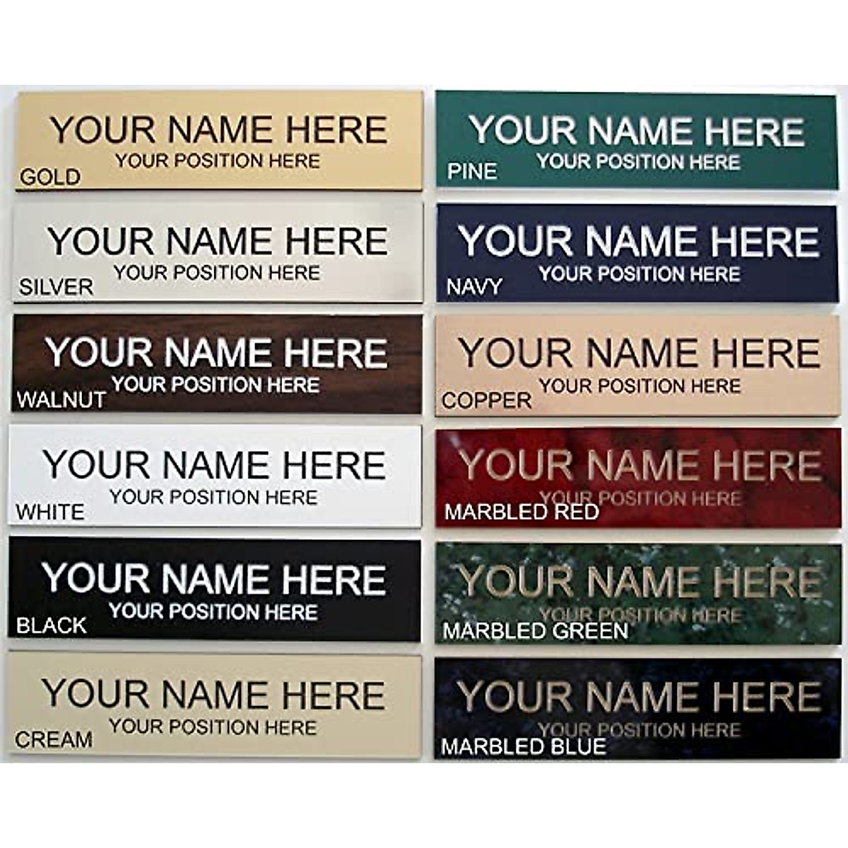 Name Plate Choose Color 2 x 8 - Laser Engraved - CUSTOMIZE. Available in a variety of colors and fonts to match your style. Add a holder / bracket for a professional look.
