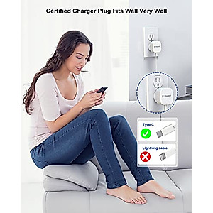 USB C Charger 2 Pack, 20W USB C Fast Charger Block for Apple iPad Pro/Air/Mini & MacBook, for Samsung Galaxy S23/S22/S21/S20/Note 20/Z Fold/Flip 4, Flat USB Wall Charger with 5ft USB C to USB C Cable