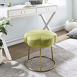 Linon Light Green and Gold Vanity and Accent Talulah Stool