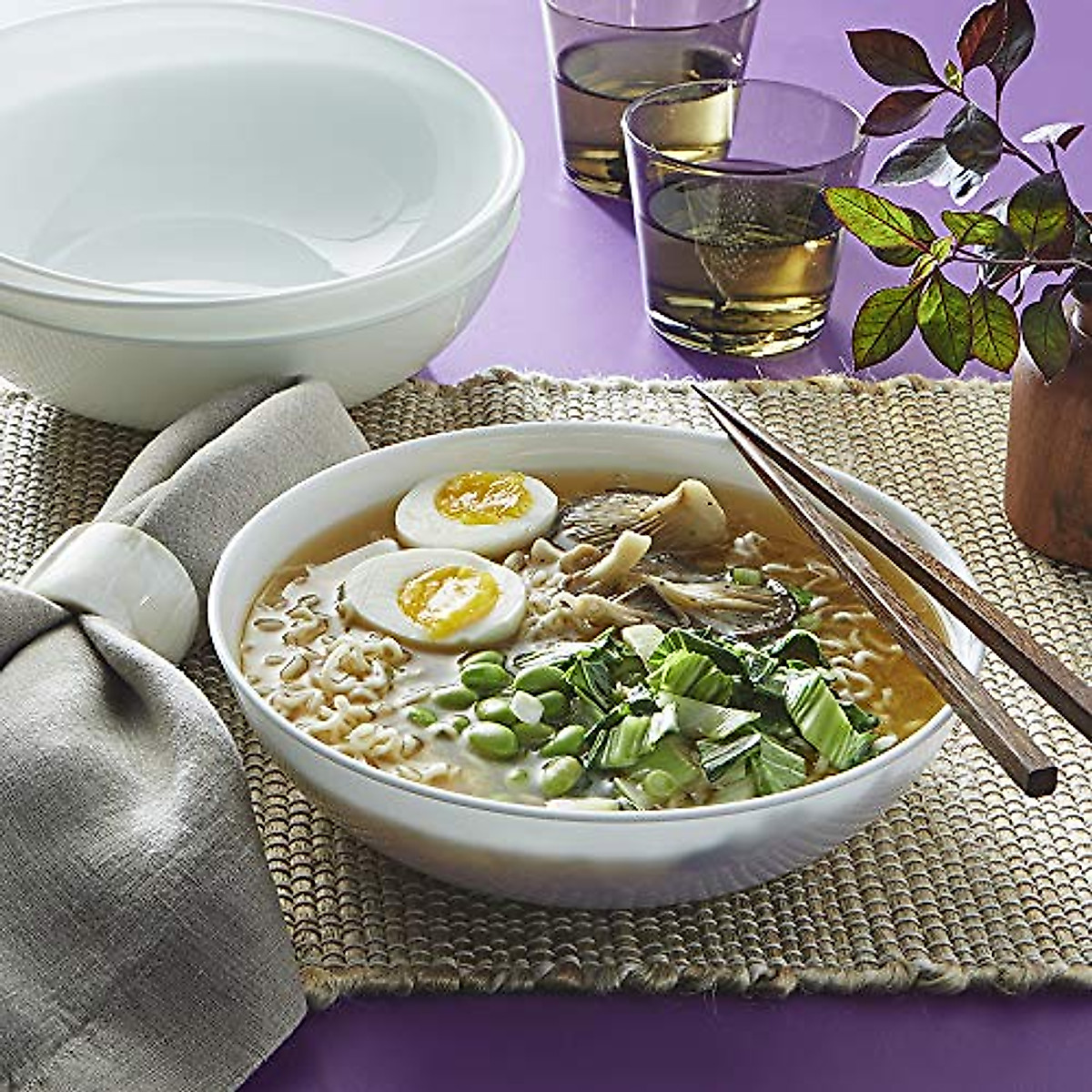 Corelle 4-Pc Meal Bowls Set, Service for 4, Durable and Eco-Friendly 9-1/4-Inch Bowls, Compact Stack Bowl Set, Microwave and Dishwasher Safe, White, 46 Ounces