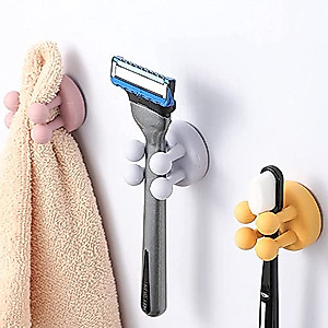 Defrko Silicone Toothbrush Holders - 6 Pcs Razor Hooks Adhesive Wall Mounted for Hanging Towel Key Plug Cable, Utility Decoration Hook Stick to Dorm Room Door Function for Kitchen Bathroom Home Office