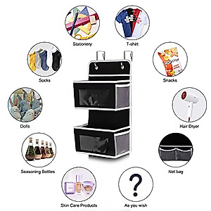 WONZON Over the Door Bag Organizer Hanging Closet Transparent Window Storage Pockets with Mental Hooks 2 Pack Multifunctional Storage (Black)