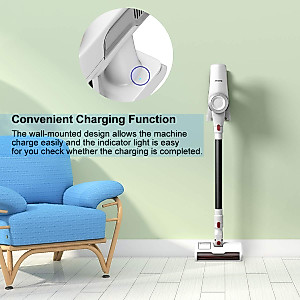 COSTWAY 2 in 1 Cordless Lightweight Vacuum Cleaner, Stick Rechargeable Vacuum with Strong Suction, Bagless Handheld Vacuum Wall-Mountable for Home and Car, White