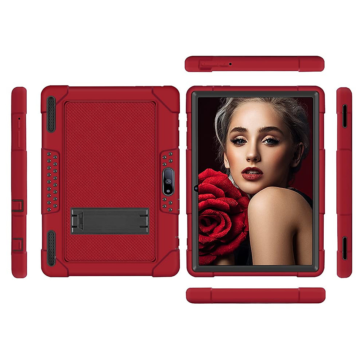 FIEWESEY for Pritom M10 Inch Case, Heavy-Duty Drop-Proof Shock-Resistant Kids Friendly Protective case for QuntiCO Y10/Voger priorpad X100/Digiland Tablet DL1036/Gateway 10.1 HD Tablet(Red/Black)