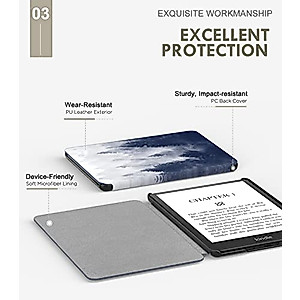 MoKo Case for 6.8" Kindle Paperwhite (11th Generation-2021) and Kindle Paperwhite Signature Edition, Light Shell Cover with Auto Wake/Sleep for Kindle Paperwhite 2021 E-Reader, Gray Forest