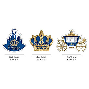 Royal Prince Charming - Paper Straw Decor - Baby Shower or Birthday Party Striped Decorative Straws - Set of 24