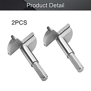 Utoolmart Forstner Drill Bits, 48mm Cemented Carbide Wood Cutter Tool, Hex Shank Woodworking Hole Saw Cutter, 80mm Length Woodworking Hole Boring Bit, Gray, 2 Pcs