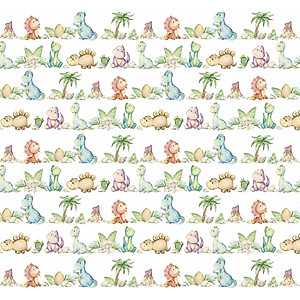 Stesha Party Dinosaur Baby Shower or Birthday Gift Wrapping Paper - Folded Flat 30 x 20 Inch (3 Sheets)
