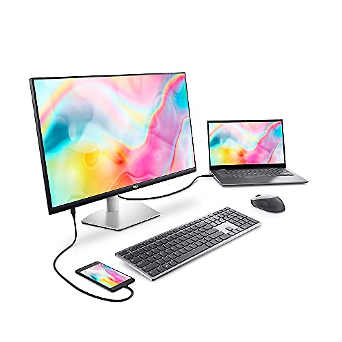 Dell S2722DC Monitor - 27-inch WQHD (2560x1440) 75Hz 4Ms Display, AMD FreeSync, Built in Speaker, USB Type-C Connectivity, Height/Pivot/Swivel/Tilt Adjust - Platinum Silver