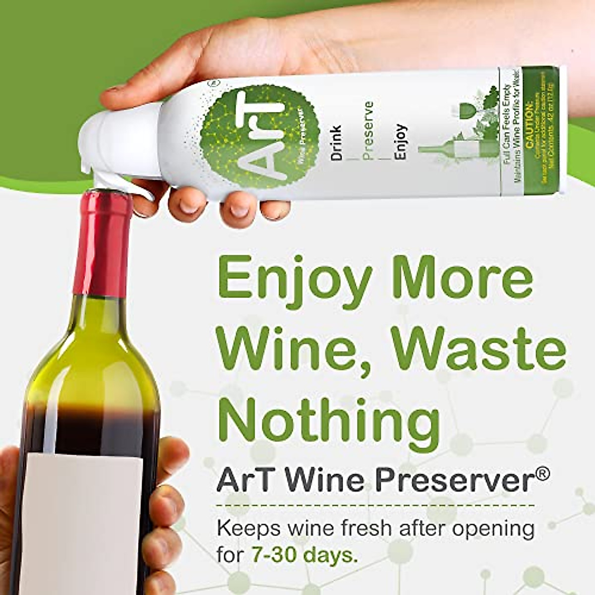 ArT Wine Preserver - Comes with a Wine Bottle Stopper, Preserves Fortified White & Red Wine, Functional & Modern Wine Accessories, Essential Gift for Wine Lovers, 1-Pack, 0.42 oz.