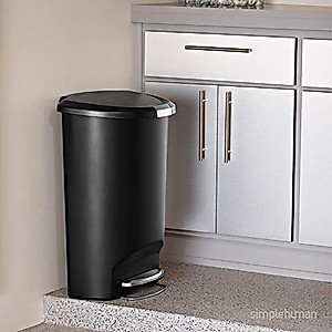 simplehuman 50 litre semi-round step can grey plastic + code P 60 pack liners