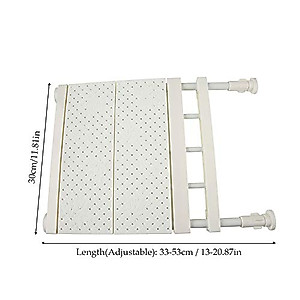 Closet Tension Shelf Expandable, Adjustable Metal Storage Rack with Rod Closet Tension Storage Rack for Cabinet Wardrobe Cupboard(M-White)