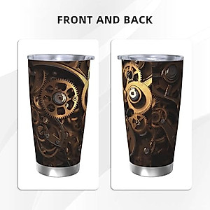 quopvn Cool Steampunk Gears Print 20oz Car Cup Ps Material Lid, Perfect For Hot & Cold Drinks