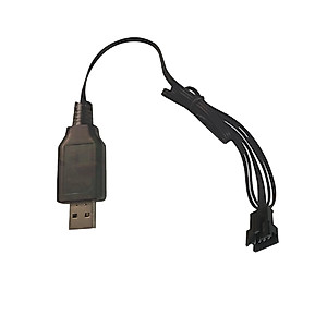 JIECHUN SM-4P Charger for RC Car 7.4V Li-ion Battery, USB Charging Cable 2-Pack