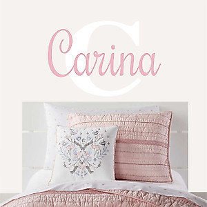 Custom Name & Initial Wall Decal- Baby Boy Girl Unisex - Nursery Decal for Home Bedroom Children - Wall Sticker (398) (16" Wide x 11" high)