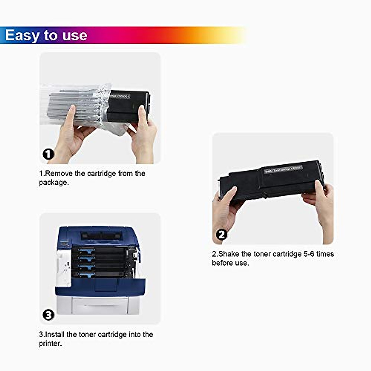 CHENPHON Remanufactured Xerox VersaLink C400 C405 Toner Cartridges Replacement for Xerox 106R03512 106R03514 106R03515 106R03513 Toner Cartridge, High Yield 4-Pack KCMY