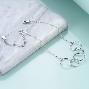 SOULMEET 50th Birthday Gifts for Women, Sterling Silver Five Circles Bracelet for Her, 5 Decades Jewelry 50 Years Old