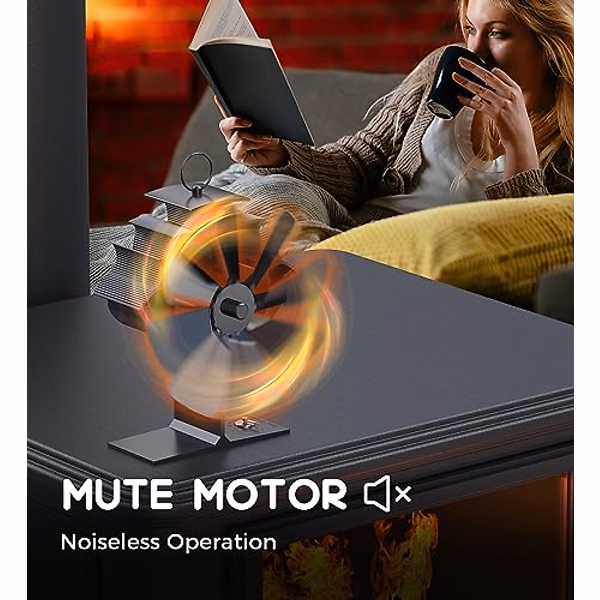 ADIUPUL Wood Stove Fan【2023 New 8-Blade】 Fireplace Fan,Heat Powered Stove Fan,Heated Fan Noise-free,Built-in Temperature Gauge,Circulating Warm Air,Eco Fan for Wood Burning Stove/Log Burner/Pellet