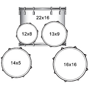 Rise by Sawtooth Full Size 5-Piece Student Drum Set with Hardware and Cymbals, Red Sparkle
