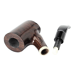 MUXIANG Ebony Tobacco Handmade Pipe Saddle Bent Stems with Imitation Ivory Decorative Ring Smoking Pipe Gift Box and Accessories WGAC0025