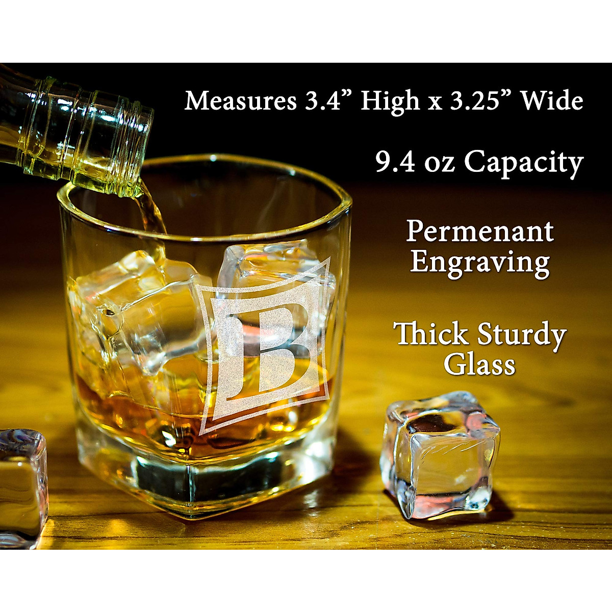 Custom Whiskey Monogram Wreathe Bourbon Rock Glasses Engraved Scotch Glass for Dad Birthday Fathers Day Gift Groomsmen Husband Wedding Gifts for Her