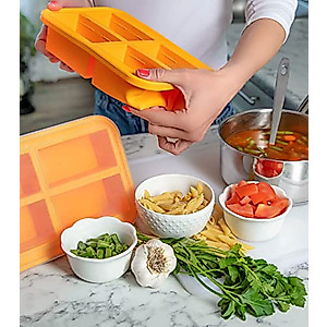 (2 Pack) Silicone Soup Freezer Molds With Lids & Measurement Lines, Makes 1 Cup Portions, Food Freezing Storage Containers, Soup, Pasta Sauce, Broth. Large Ice Cube Trays & Food Freezer Molds (2 Pack)