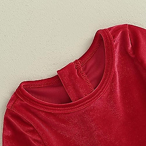 Infant Toddler Girls Christmas Dress Outfit Long Sleeve Ruffle Collar Princess Lace Dress Vintage Newborn Baby Clothes (K-Patchwork-Red, 6-12 Months)