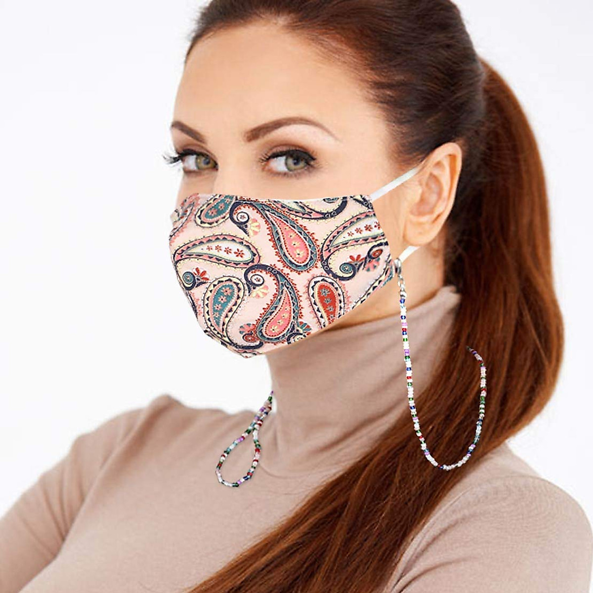 HOLLOSPORT 5PCS Face Mask Chains and Cords for Women, Beaded Eye Glasses Necklace Holder Lanyard Multi-purpose Accessory for Adults with 10 Free Eyeglass Loops