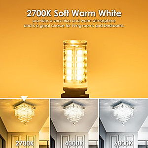 Sailstar G9 LED Bulb Dimmable 2700K Soft Warm White 6 Pack, T4 G9 4W Replacement for 40 Watts Halogen, Ceramic Bi Pin Base, 120V 400 Lumen 360°Beam Angle, G9 Light Bulbs for Chandelier