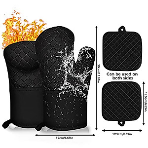 4PCS Oven Mitts and Pot Holders Sets 500°F Pot Holders for Kitchen Heat Resistant Oven Gloves Anti-Slip Silicone Stripe Oven Mitts Heat Resistant Hot Pads Oven Mits Potholders for Kitchens Cooking