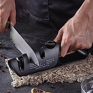 Knife Sharpener TANSUNG 3 Stage Kitchen Chef Knife and Scissor Sharpeners Restore Knives or Shears Blades Quickly Safely with Adjustable Angle Button for Various Household Knives Shear