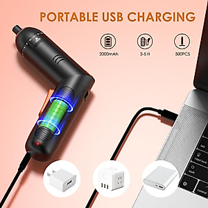 ANBEISTEE 5Nm Electric Screwdriver Set, 3.6V Rechargeable Cordless Screwdriver Kit, Torque Adjustable, Pivoting Handle, LED Light, Carrying Case, Suitable for Home DIY, Repair Tool Kit