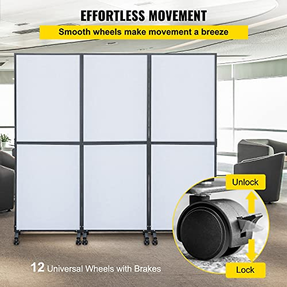 VEVOR Acoustic Room Divider 72" x 66" Office Partition Panel 3 Pack Office Divider Wall Cool Gray Office Dividers Partition Wall Polyester & 45 Steel Cubicle Wall Reduce Noise and Visual Distractions