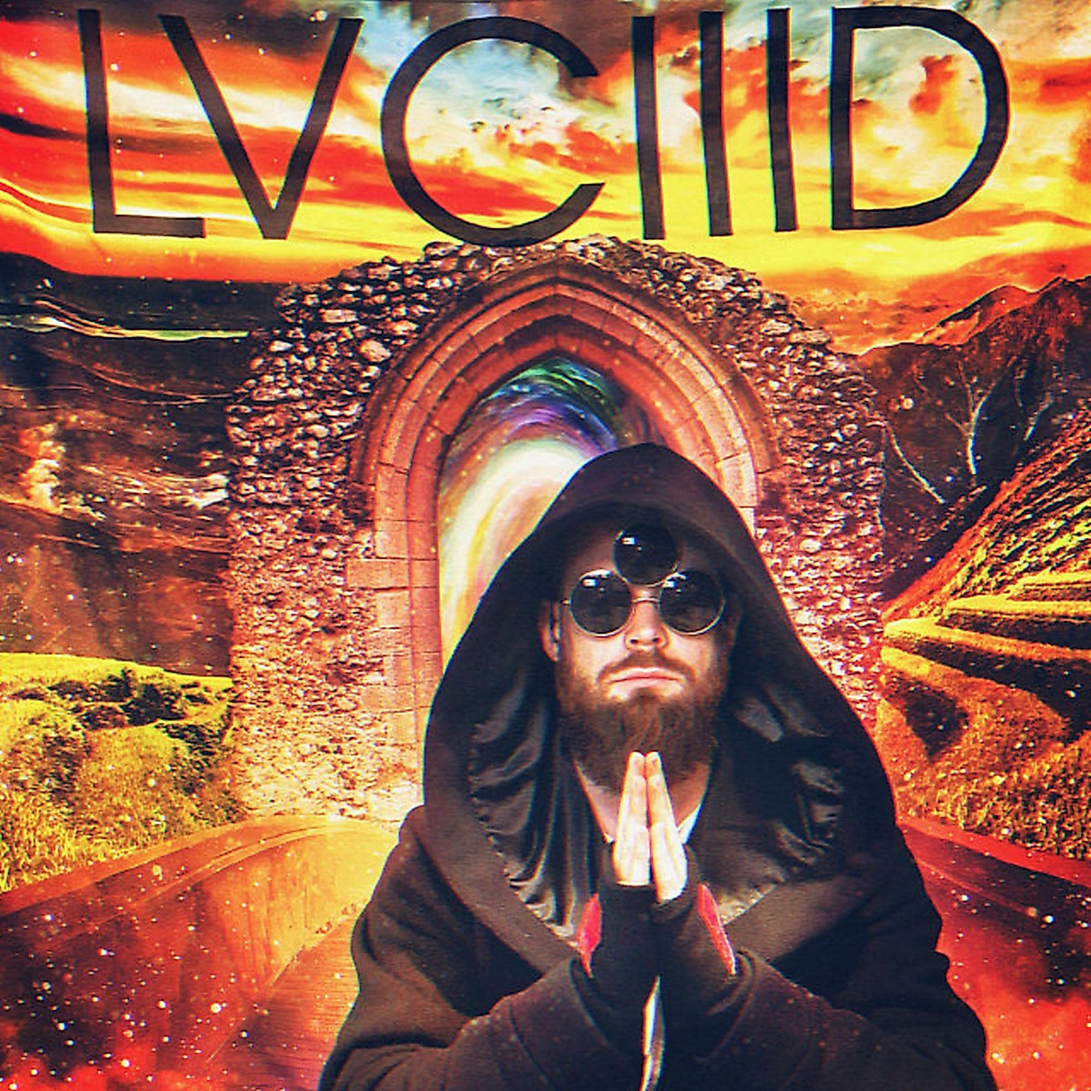 Trippy Lights Third Eye Sunglasses Reflective Mirrored Black Lens Black Frames