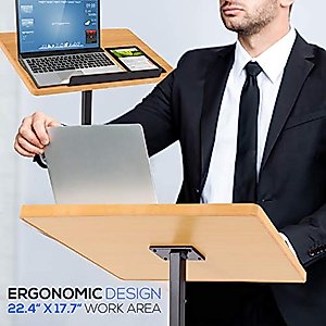 Pyle Portable Floor Lectern Podium Stand-Height Adjustable Steady Standing Design Teacher Speaker Lecture Classroom Presentation Stand, Laptop Computer Book Holder w/ Slanted Top Shelf PLCTND44,BLACK