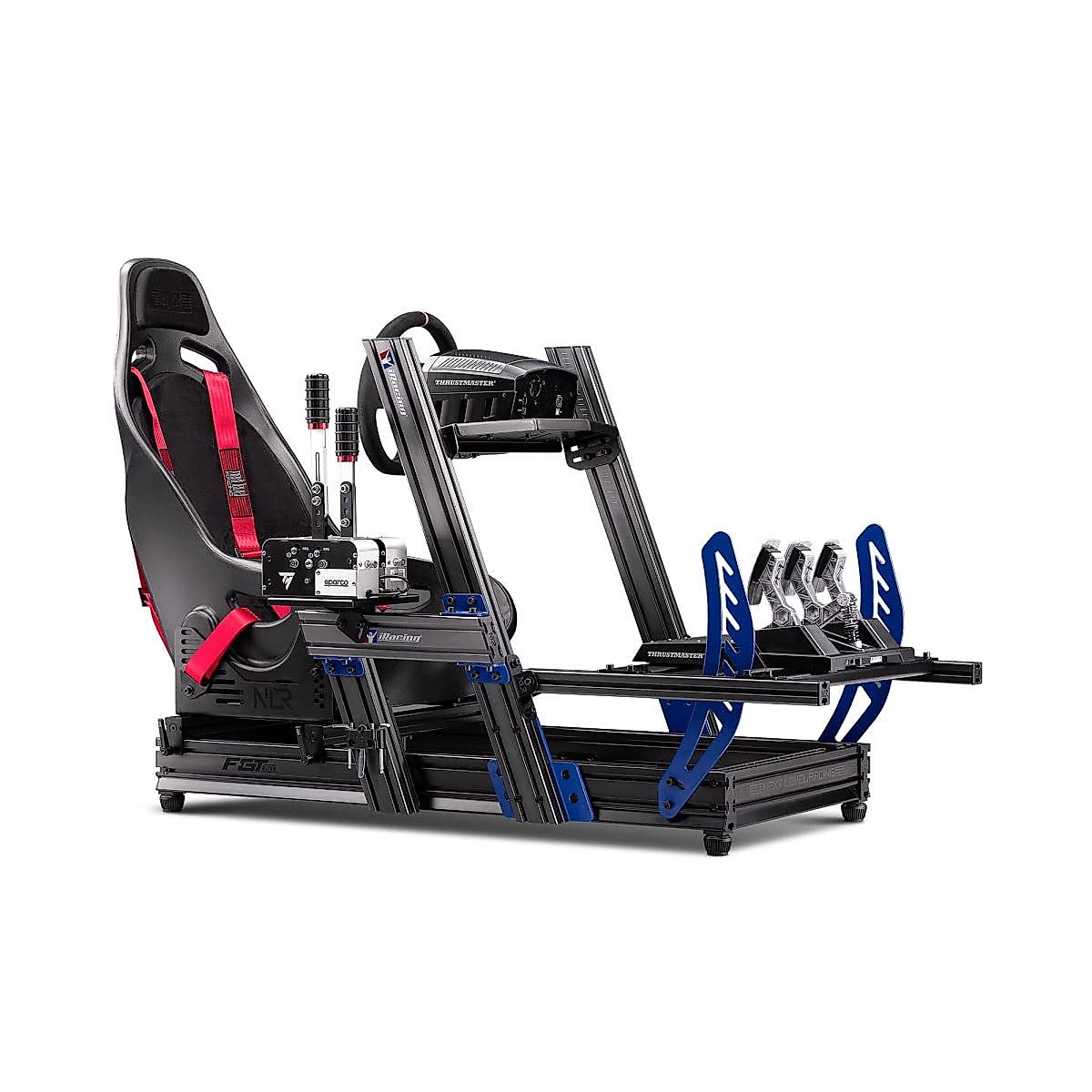 Next Level Racing F-GT Elite Formula and GT Aluminum Profile Simulator Cockpit iRacing Edition (NLR-E012) - PC and Next Level Racing Floor Mat (NLR-A005)