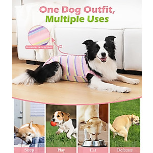 VavoPaw Dog Surgery Suit, Soft Breathable Dog Onesie for Surgery, Dog Bodysuit for Female Male Puppies, Puppy Cone E-Collar Alternative for Wounds Skin Diseases After Surgery, M, Pink