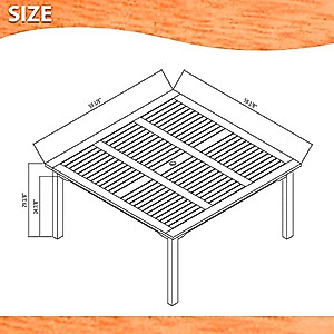 Amazonia Venice 9-Piece Outdoor Armless Square Dining Set | Eucalyptus Wood | Ideal for Patio and Indoors