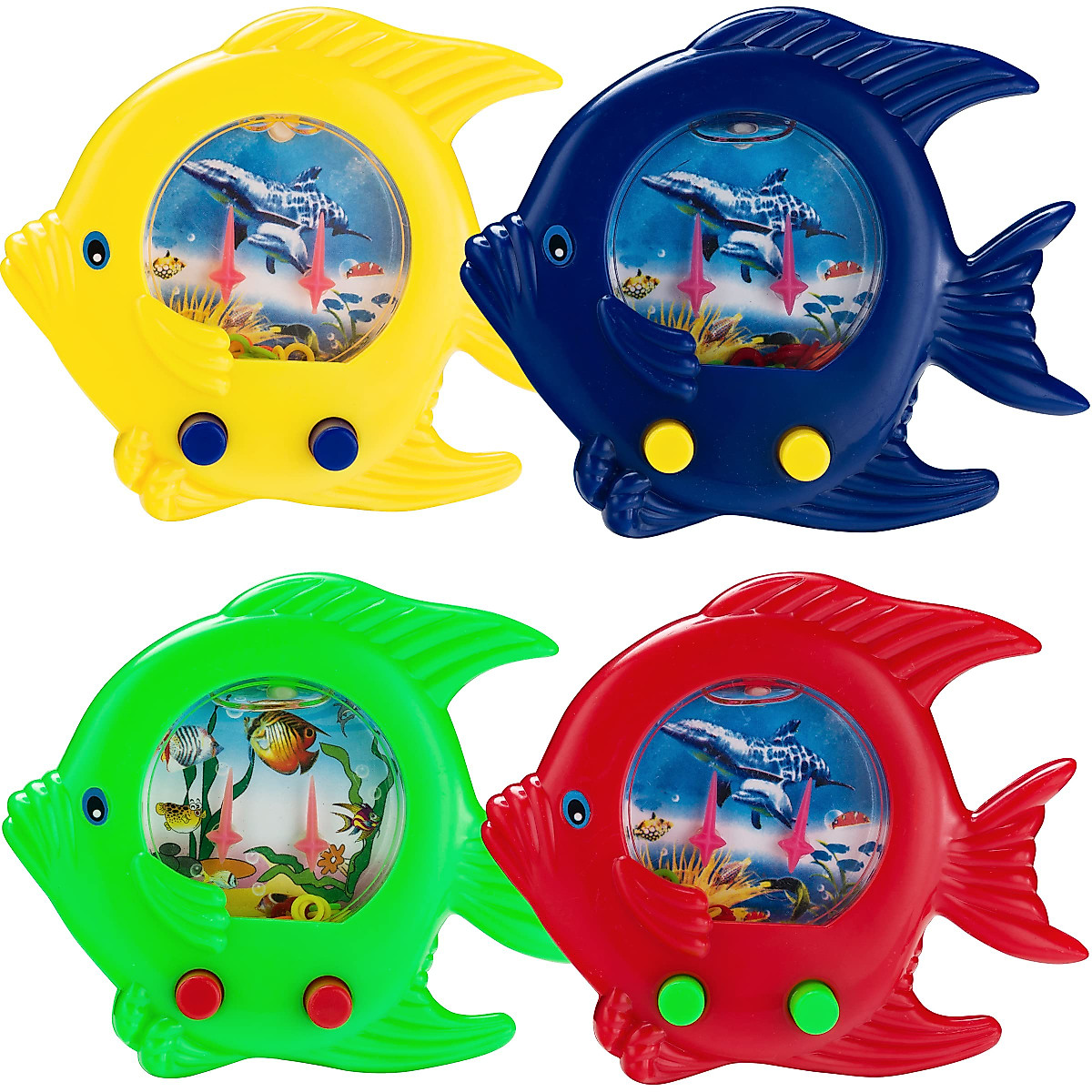 Fish Water Ring Toss Toy - (Pack of 12) Water Ring Game Handheld Retro Game Pocket Travel Toys for Car Game Road Trip Activities for Kids Birthday Party Favors Goodie Bags Stuffers for Kids Toys