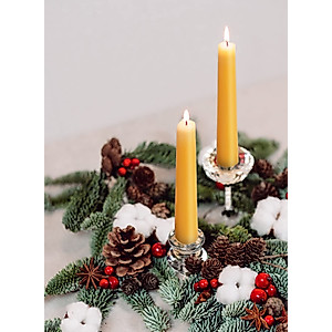 Natural Beeswax Taper Candles 10"- Beeswax Candles Set 6 Pack, Yellow