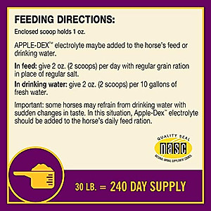 Horse Health Apple-Dex Apple-Flavored Electrolytes, 30-Pound